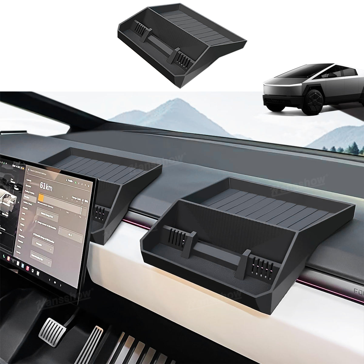 Tesla Cybertruck Dashboard Hidden Tray Storage Tray Behind Screen Cent ...